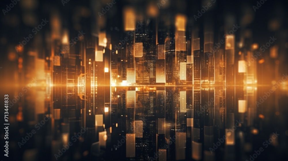 An abstract close-up of blurred city lights at night, offering a ...