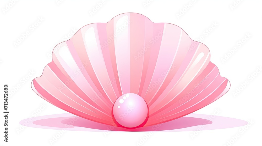 elegance of an opened pink clam with a pearl inside, isolated on a ...