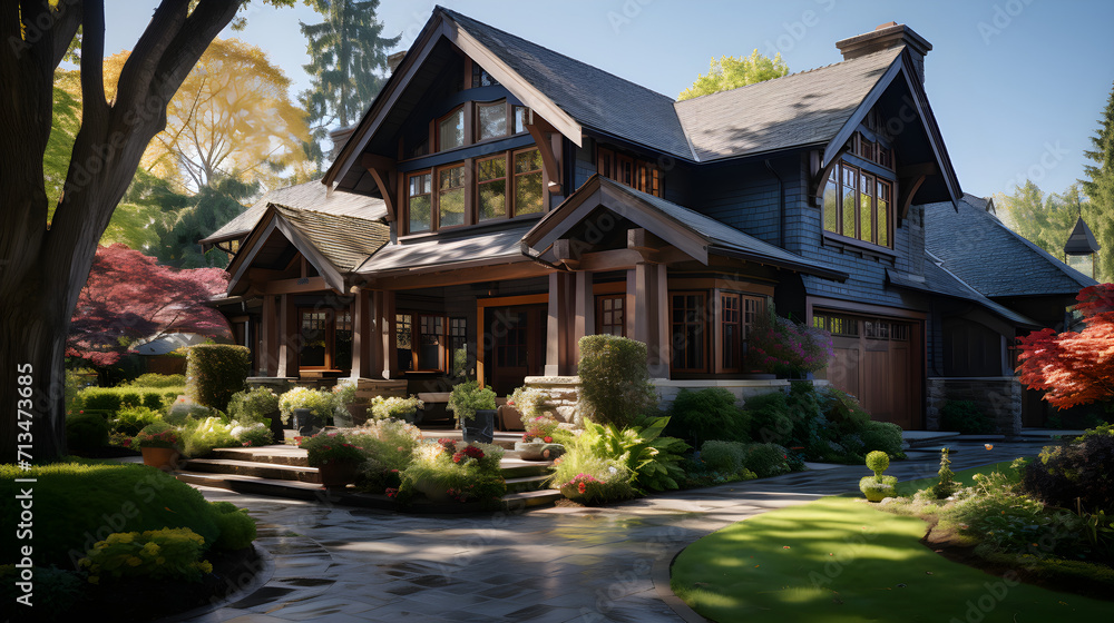 Beautiful, custom-built craftsman-style home with car garage and ...