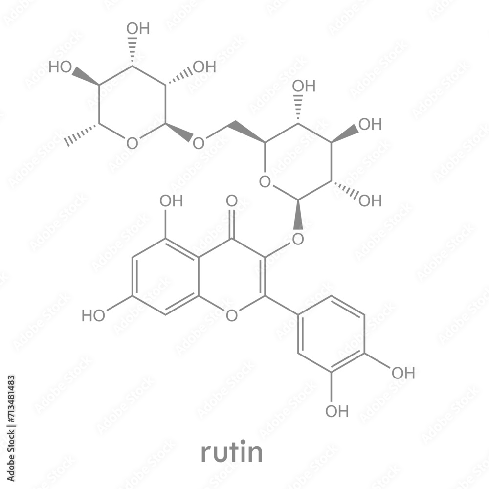 Vecteur Stock Rutin structure. Glycoside of quercetine and rutinose ...