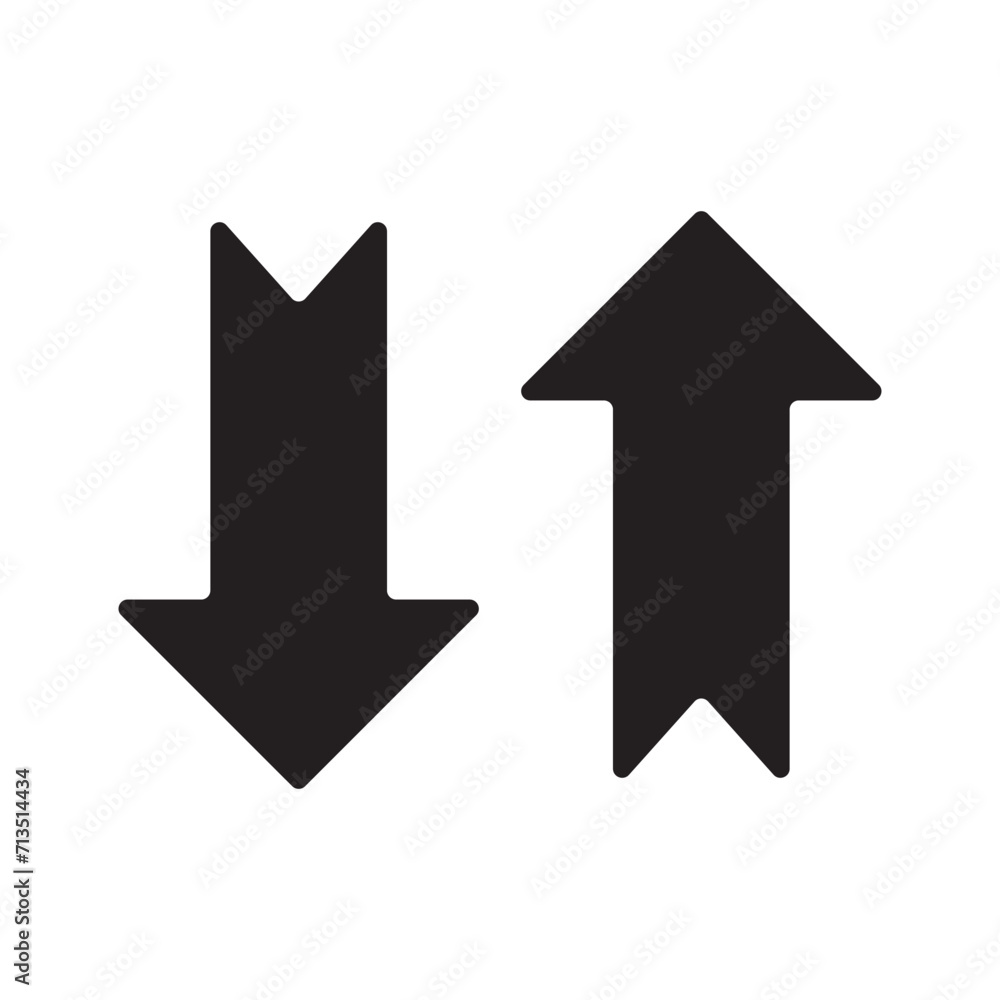 Up And Down Bookmark Arrows Silhouette Icon, two-way direction symbols ...