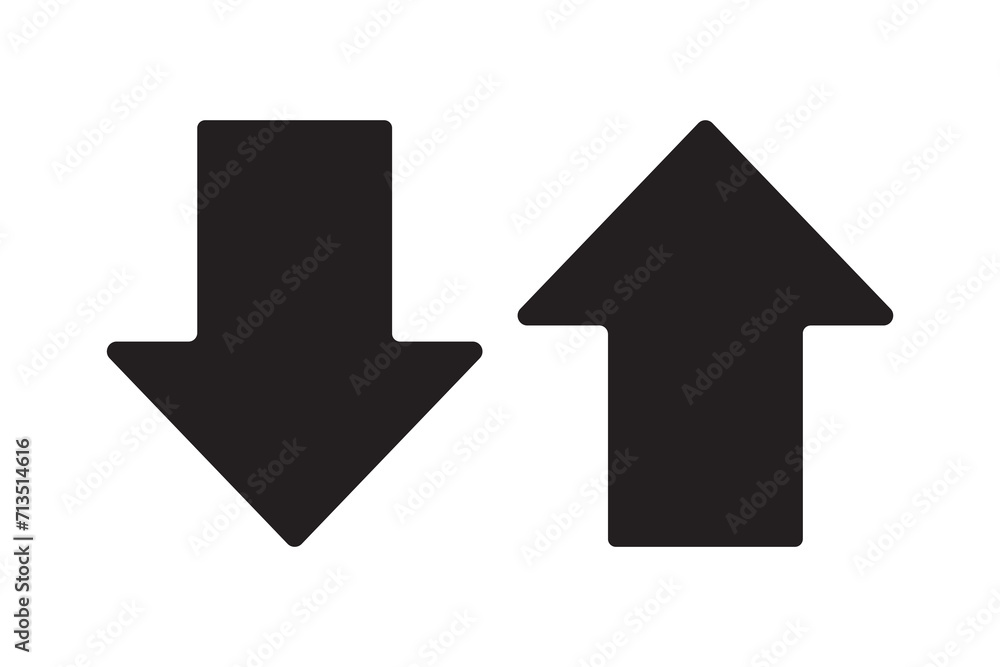 Poster up and down arrows icon vector, Black large two way downward ...