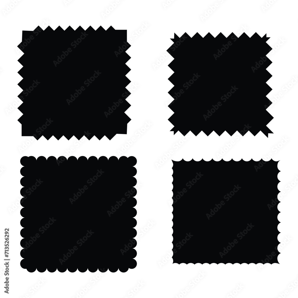 Zigzag edge square, Zig-zag circle collection in black color. sharp and ... Zigzag edge square, Zig-zag circle collection in black color. sharp and ...
