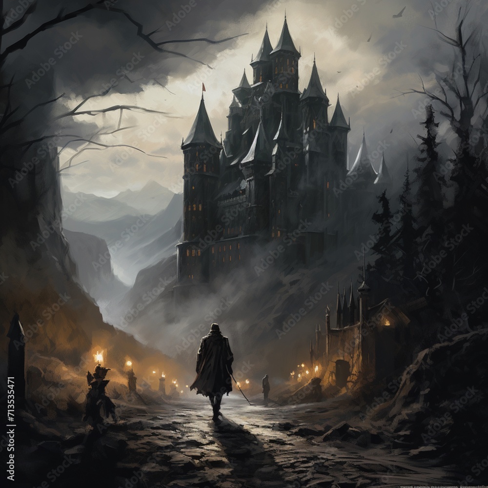 Jonathan Harker's arrival Count Dracula's castle AI Generated Photo ...