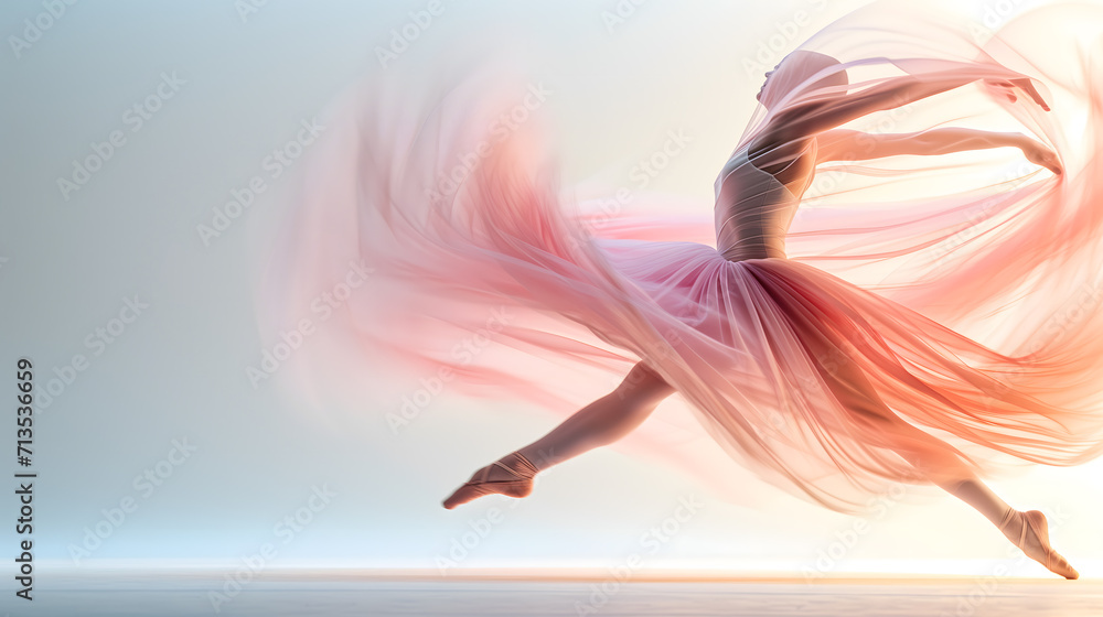 a ballet dancer performing a grand jeté. The image captures the dancer ...