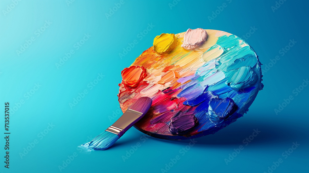 Playful illustration of a paint palette transforming into a digital ...