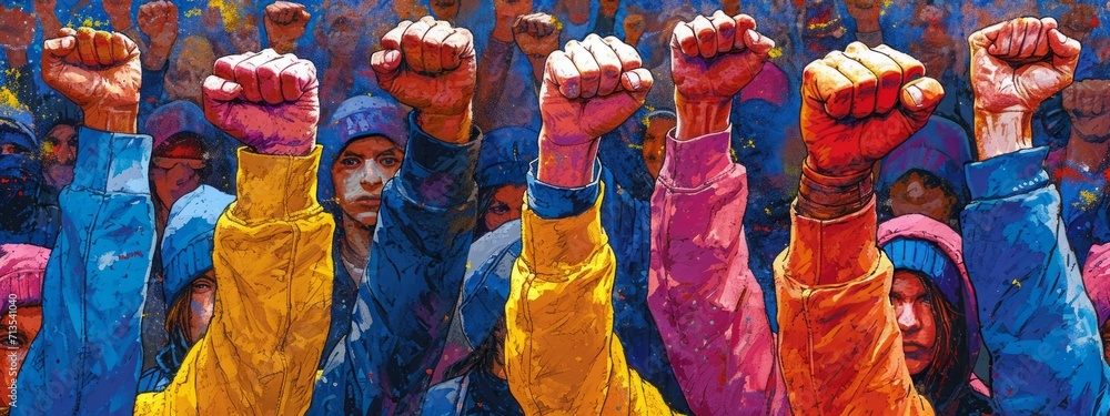 Fist protest hand activist people social fight crowd civil women march ...