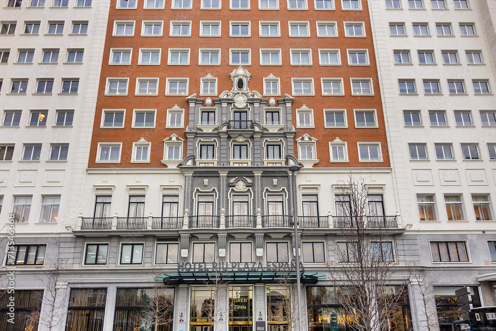 Neo-baroque style Spain Building (Edificio Espana, opened in 1953) is 25-storey skyscraper ...