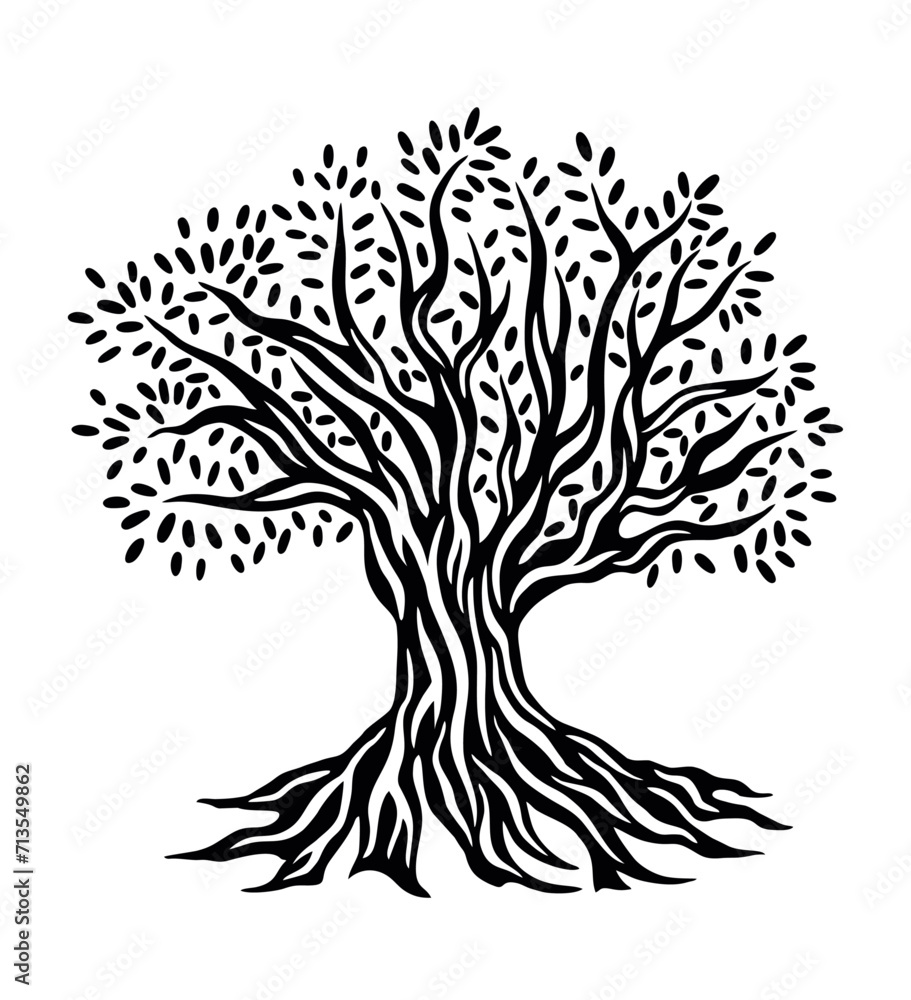 Tree with roots, Olive Tree, Family Tree, Tree of Life, tree silhouette ...