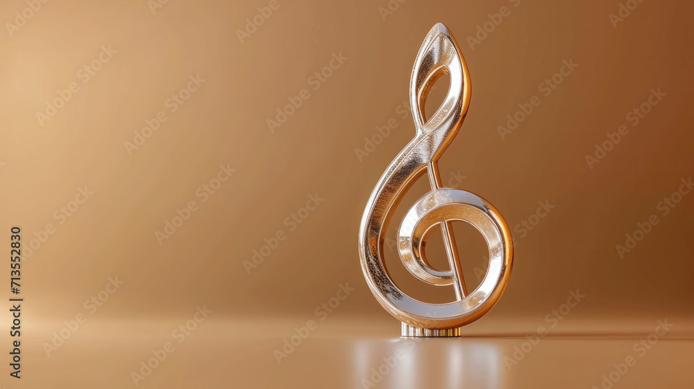 A golden treble clef sculpture stands elegantly, a symbol of the ...