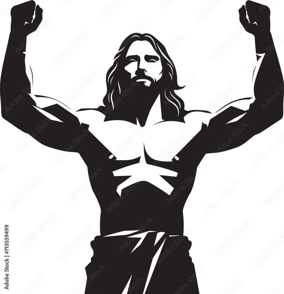 Resurrection Glory Vector Logo of Muscular Christ Redeemers Radiance ...