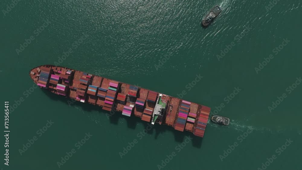 Vidéo Stock Aerial view from a container drone. Container ships in ...