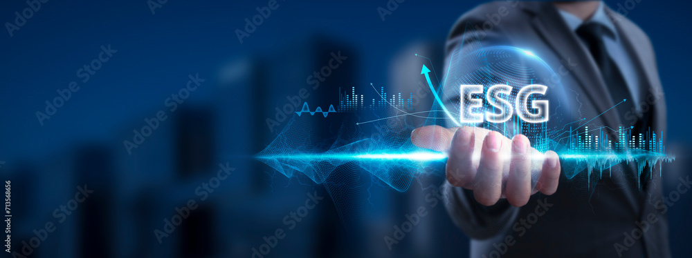 ESG: Businessman Holding Environmental, Social, and Governance (ESG ...