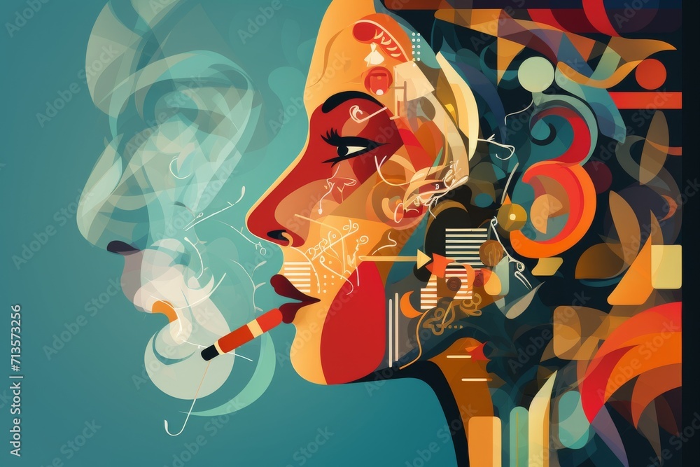 Unhealthy Lifestyle Visualized: Vector Illustration of a Person Smoking ...