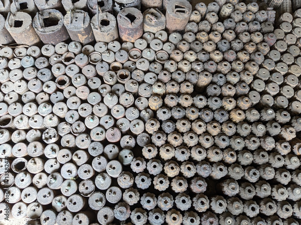 unexploded land mines and cluster bombs remains picked up all around ...