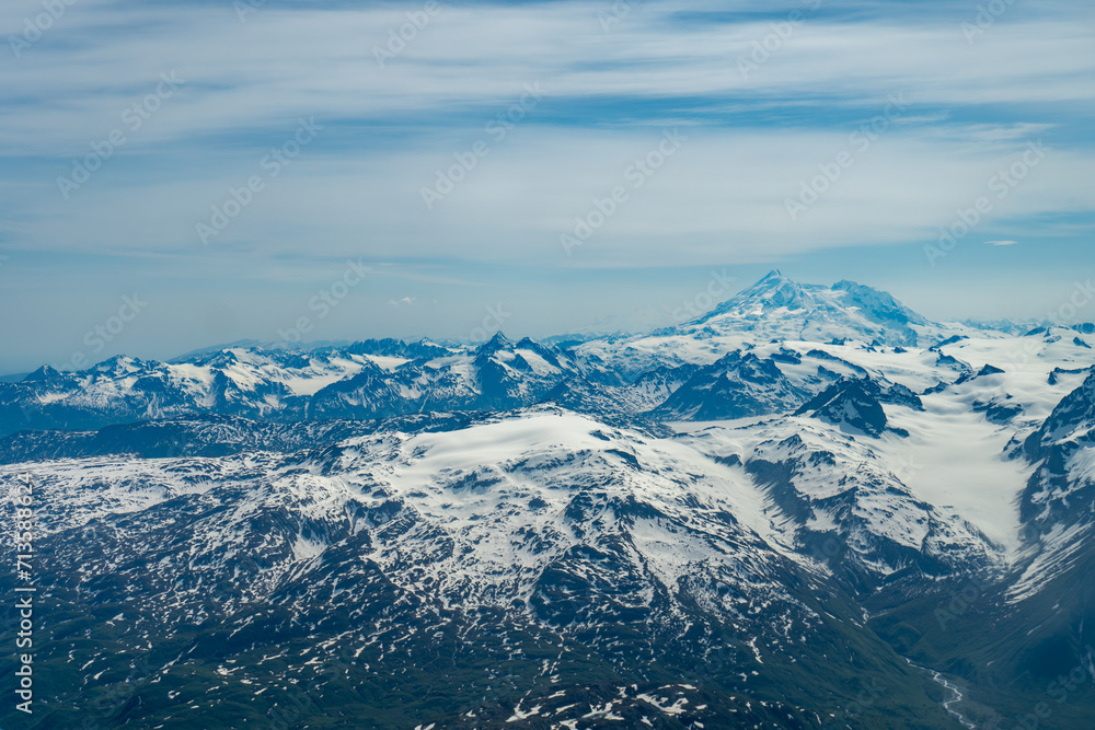 Tanaina Glacier and Mount Redoubt Volcano in Lake Clark National Park ...