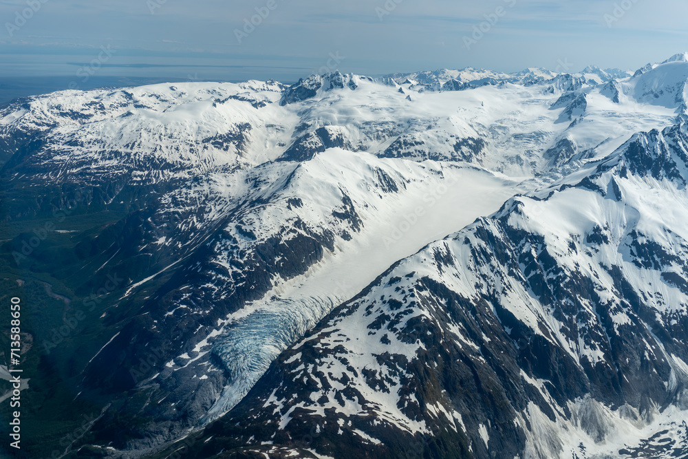 Neacola and Chigmit Mountains and glacier in Lake Clark National Park ...