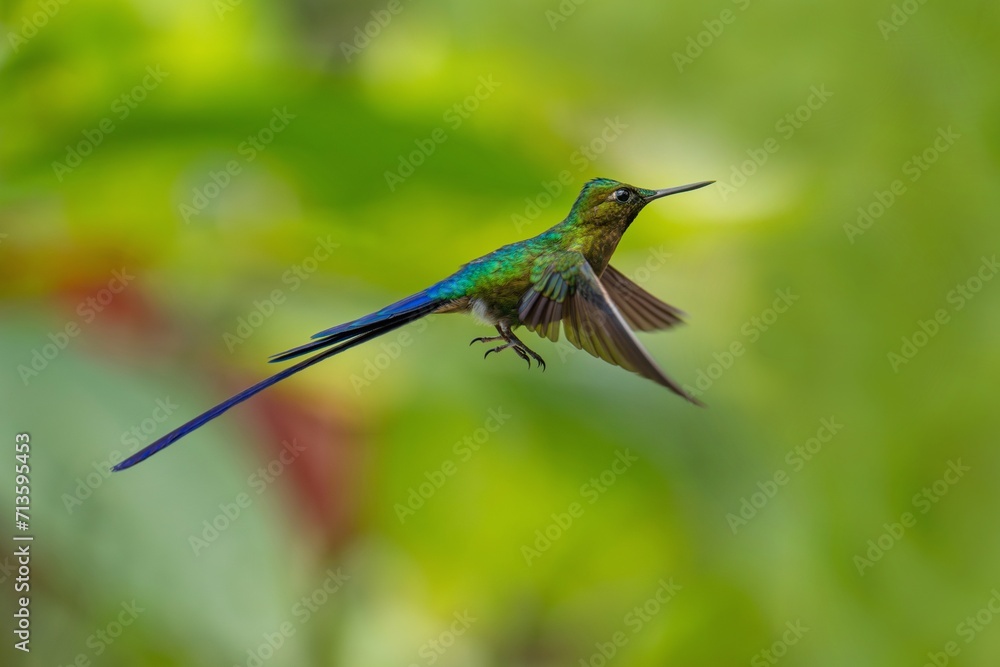 Violet-tailed Sylph - Aglaiocercus coelestis, beautiful long tailed ...