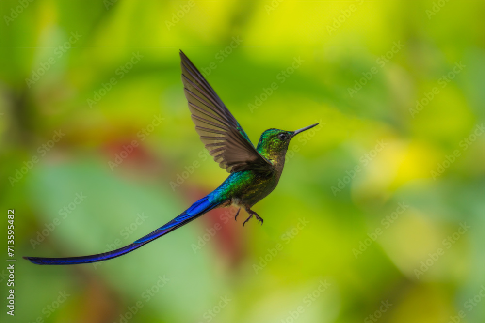 Violet-tailed Sylph - Aglaiocercus coelestis, beautiful long tailed ...