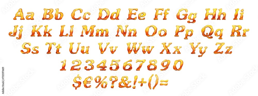 Bold yellow abc font with punctuation marks Stock Illustration | Adobe ...