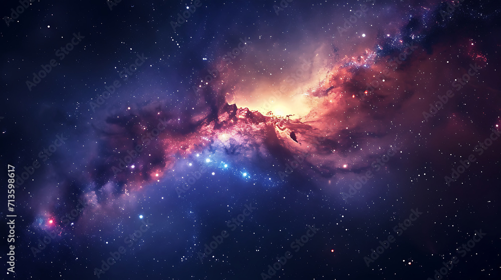 space blue, purple, red stars in the night, in the style of highly ...