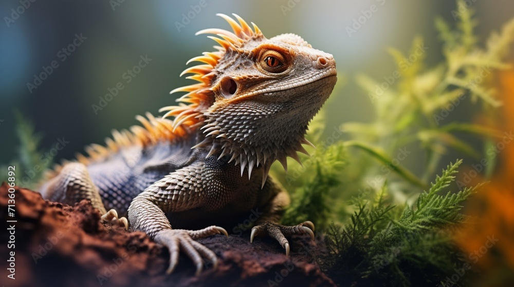 Majestic Bearded Agama Dragon Basking in Sunlight with Vibrant Scales ...