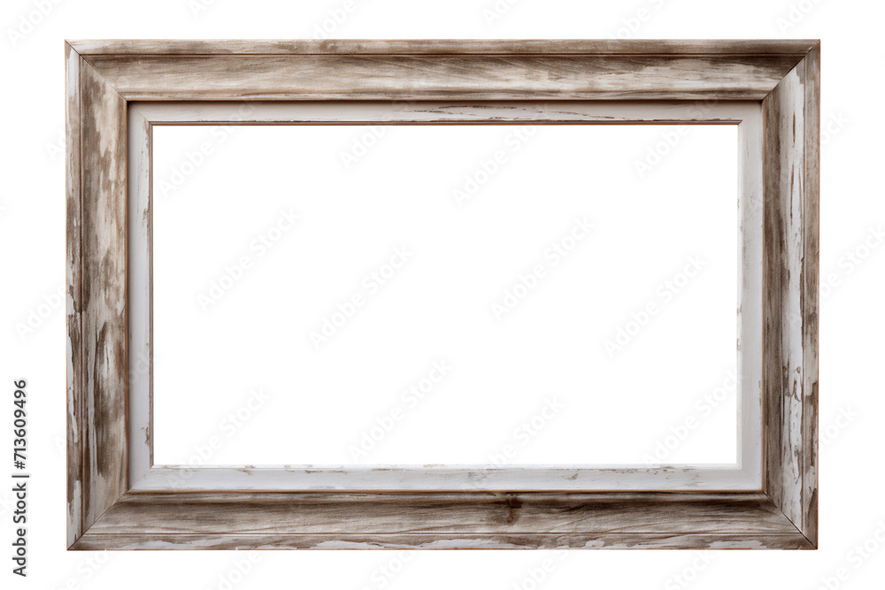 Grey distressed landscape picture frame with an empty blank canvas for ...