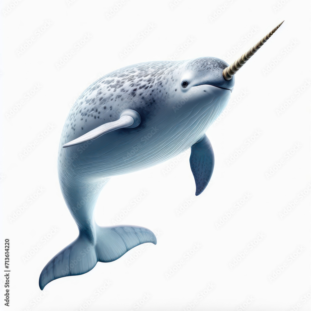 narwhal, Monodon monoceros, Narval, Нарвал, Paus Bor, Isolated White ...