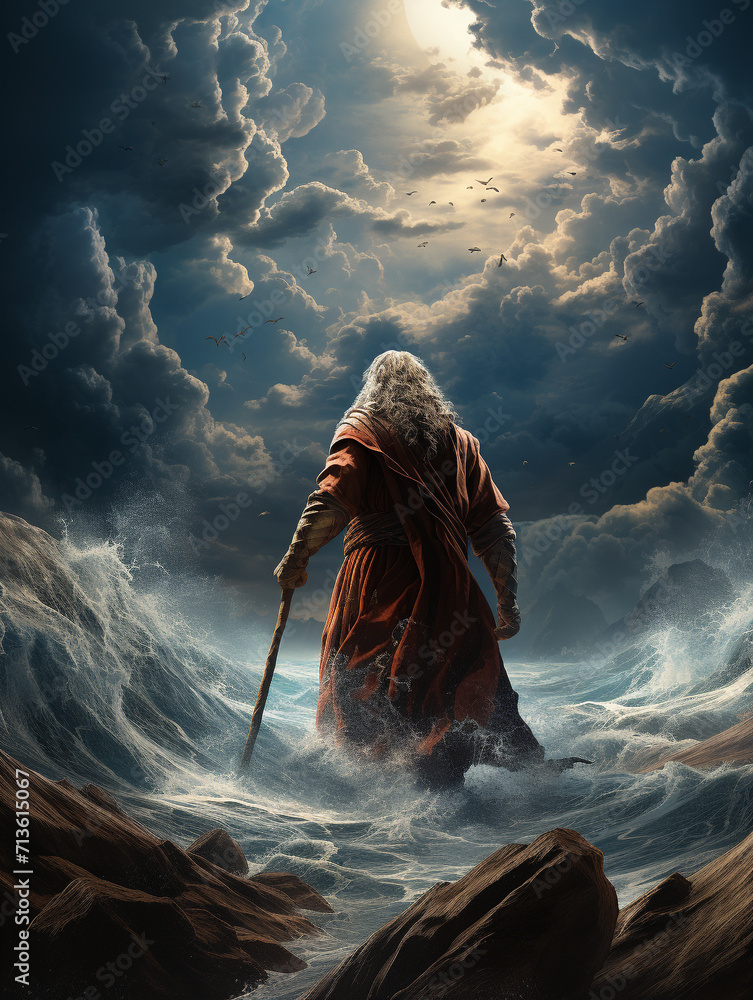 moses breeds the sea, biblical figure, leader and legislator of the ...