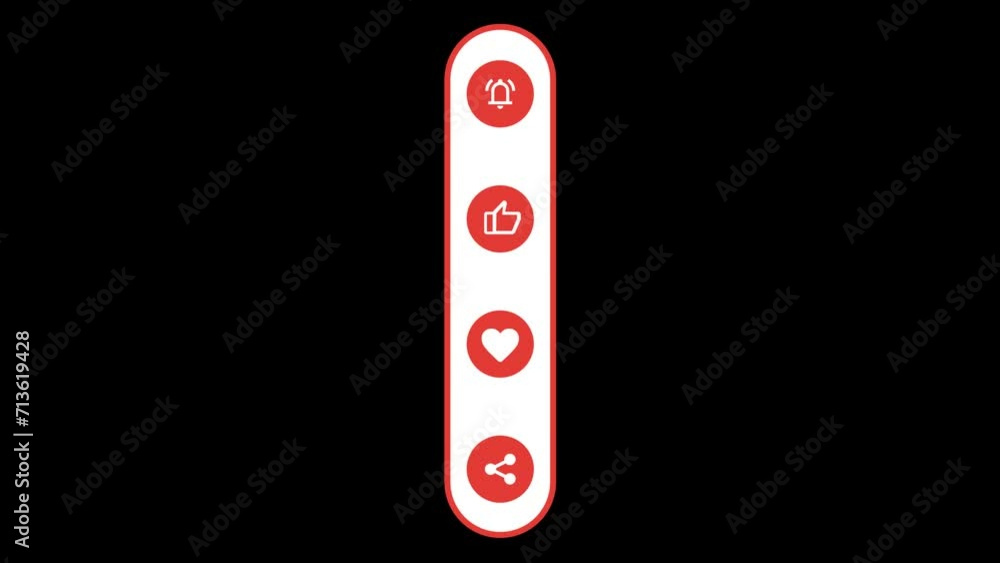 Like share vertical Button Animation lower third with transparent ...