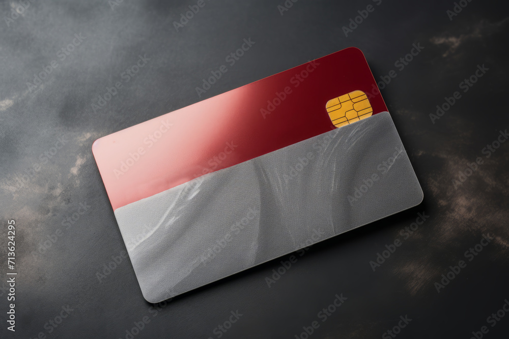 Blank credit card with microchip on grey background. Image of bank card ...