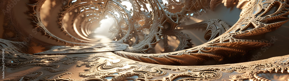 An abstract masterpiece of intricate design, the circular structure ...