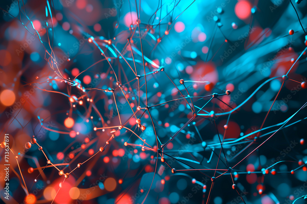 A neural network of artificial intelligence or human brain operating in ...