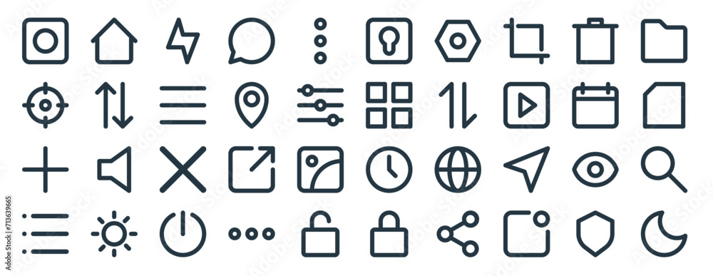 Linear Pack Of Basic Ui Line Icons Linear Vector Icons Set Such As Home Lock Menu Add List