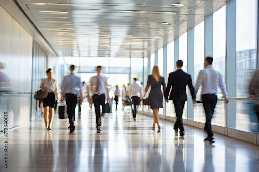 Dynamic office scenes in motion blur, embodying the modern work ...