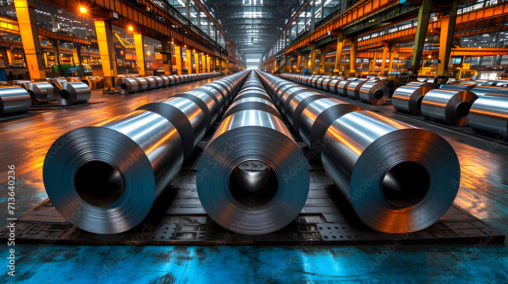 Rolls of galvanized steel sheet inside the factory Stock Photo | Adobe ...
