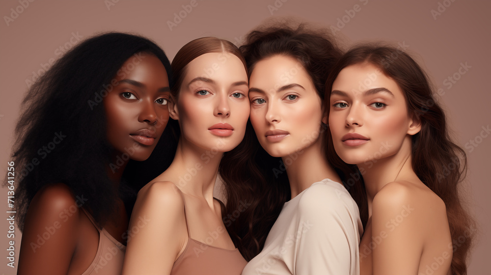 Portrait of different women of different races. Women's History Month ...