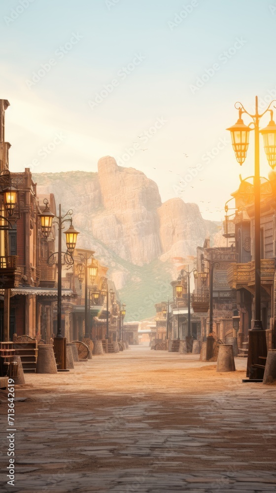 Wild West Town Photo Backdrop: Starry Night, Cactus Silhouettes ...