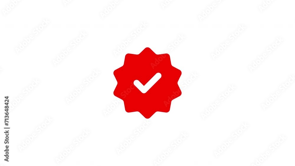 Red check mark icon animation on a white background. verified icon ...