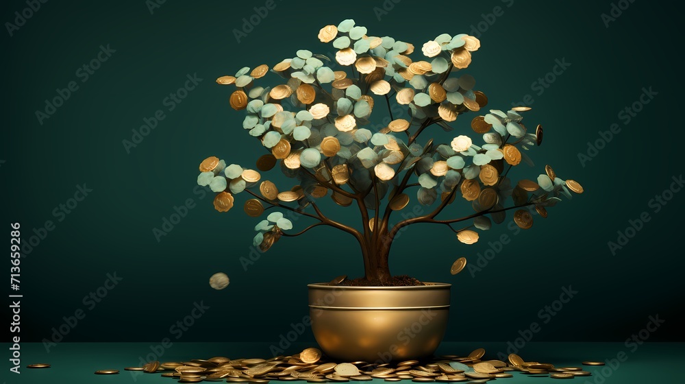 money tree or coin tree symbol for Chinese lucky plant illustration ...