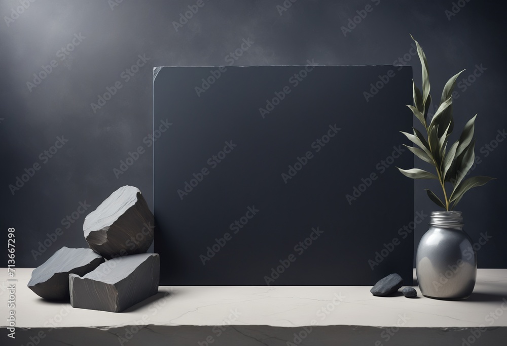 Tabula Rasa Theme with Plant and Rocks on Moody Background Stock ...