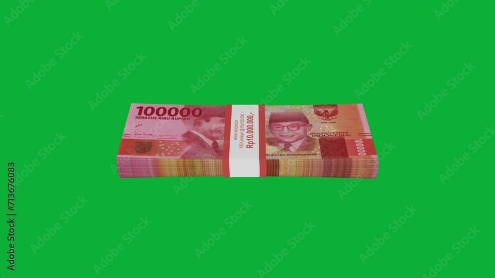 Vidéo Stock 3D Animation of a single bundle of 100000 Indonesian rupiah ...