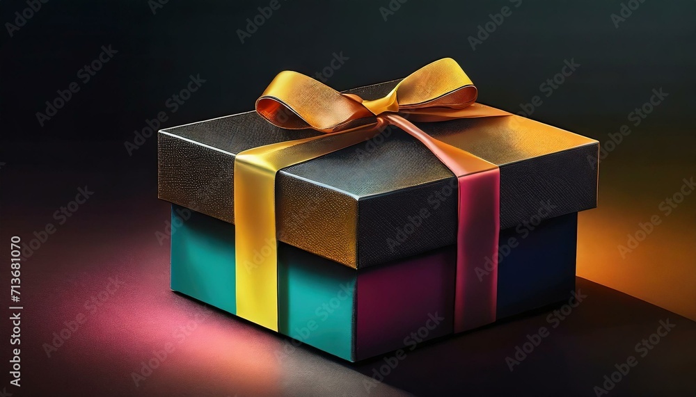 a gift box on a dark background, with emphasis on the contrast between ...