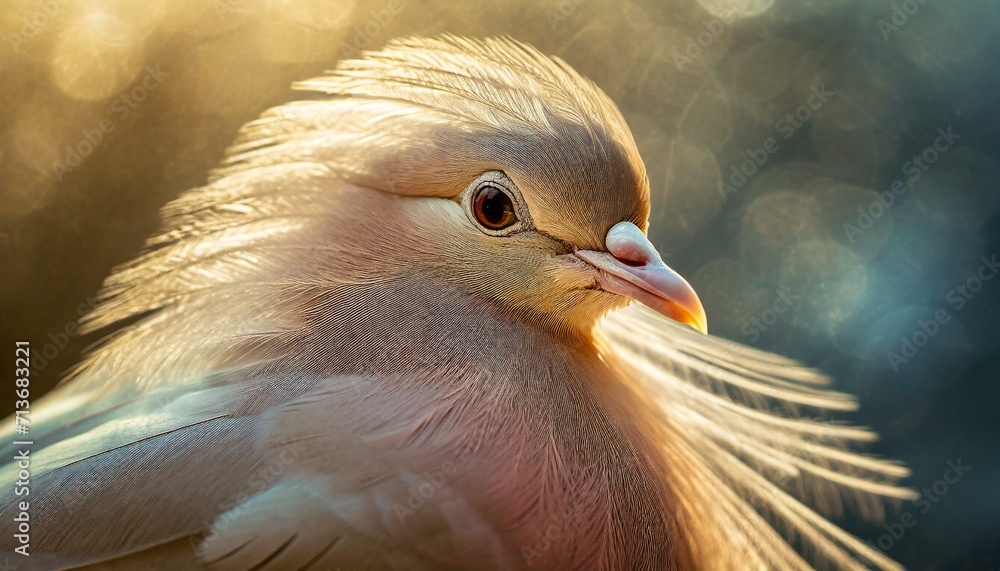 a captivating macro image of a feather pigeon, highlighting the ...