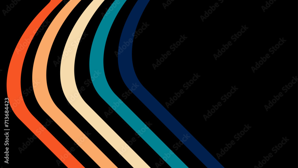 retro vintage 70s style stripes background poster lines. shapes vector ...