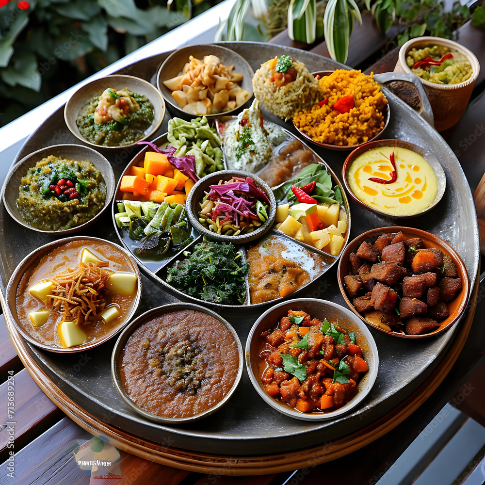 Prompt Ye'tsom Beyaynetu, fasting platter, assorted vegan dishes, large ...