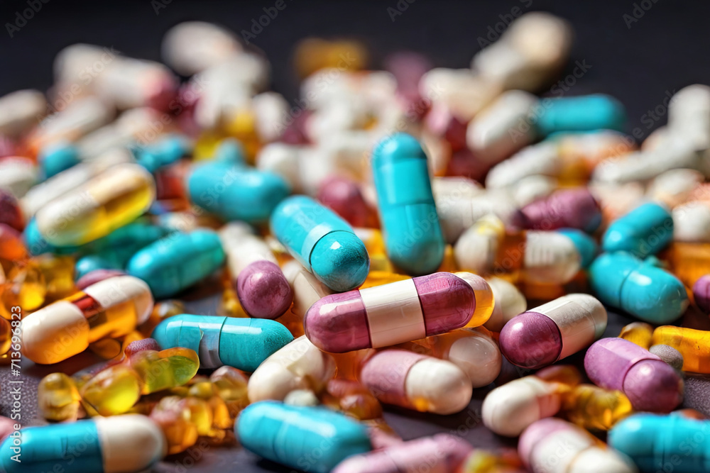 Health in a capsule. A vivid portrayal of antibiotic pills addressing ...