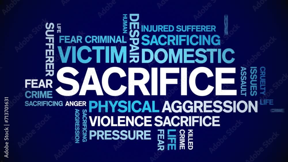 Sacrifice animated tag word cloud;text design animation kinetic ...