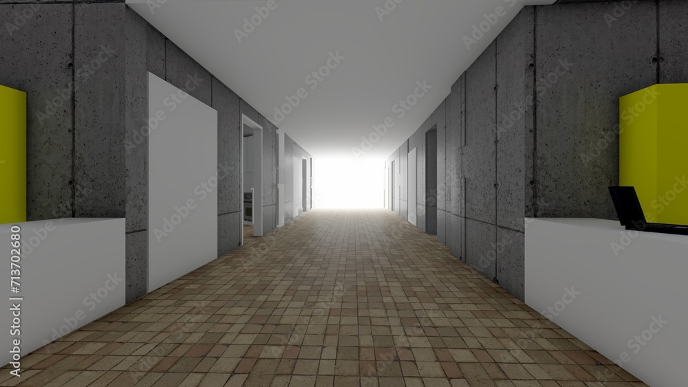 alone in the backrooms liminal space 3d render Stock Illustration ...