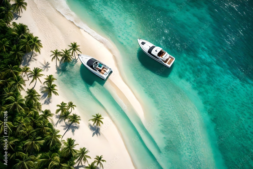 The clear turquoise waters stretch endlessly, inviting the viewer into ...